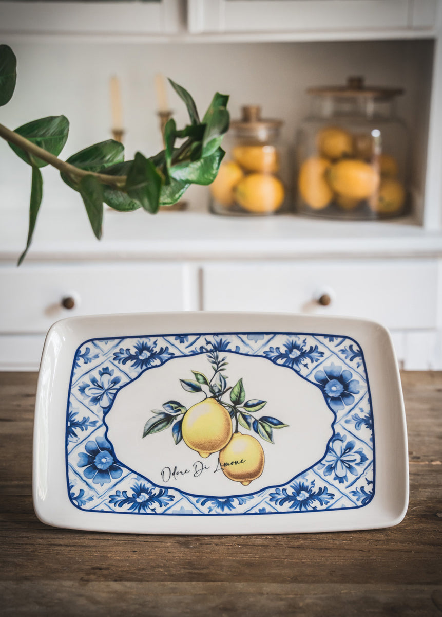 Odore Di Limone Collection Rectangular Serving Platter – 34 x 25 cm – The Mia UK