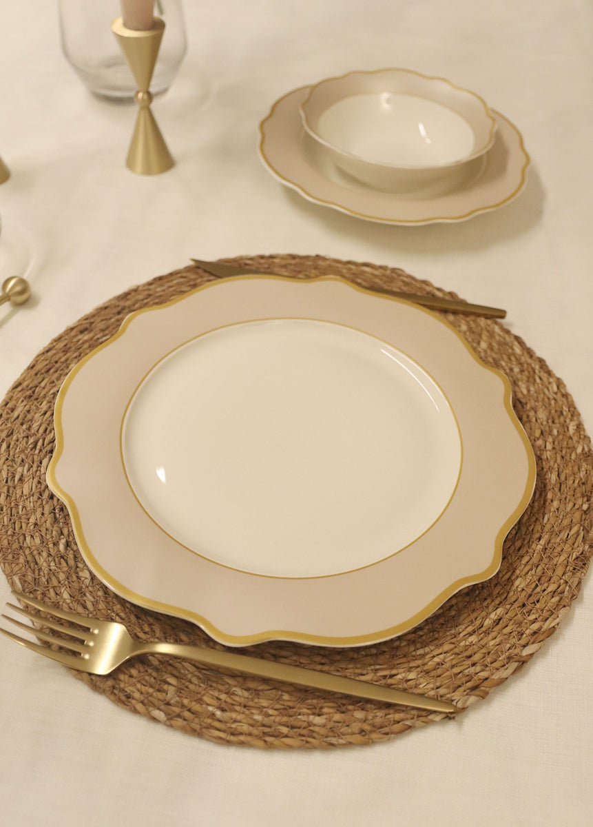 Jaswely Series Porcelain Dinner Plates, Set of 6 - Sand Beige – The Mia UK